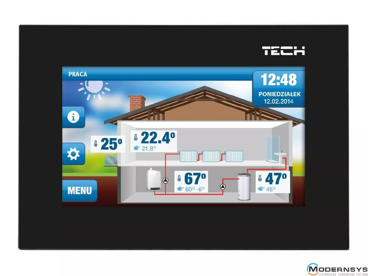 Пульт управления газовым котлом OPENTHERM+WiFi TECH EU-(ранее ST)-2801 ...